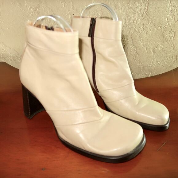 Mango | Shoes | Y2k 9s Chunky Mng Square Toe Sz 75 Leather Boots Bratz ...